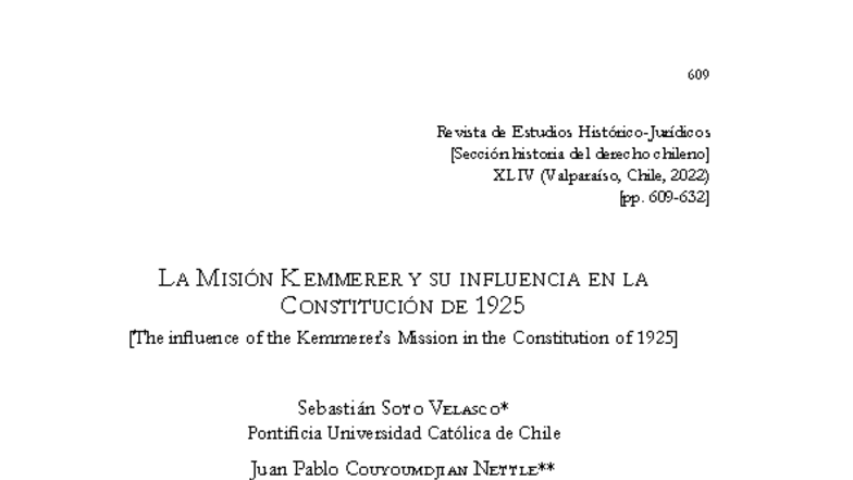 La Misión Kemmerer y su Impacto en la Constitución de 1925 (609 REHJ ...