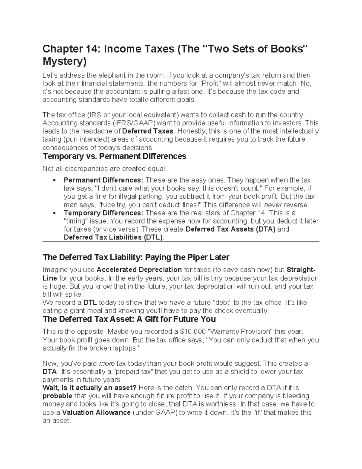 Chapter 14: Income Taxes - Understanding Deferred Tax Assets ...