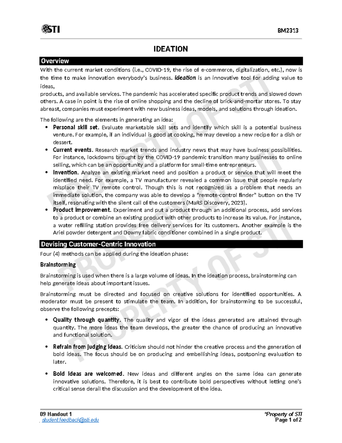 09 Handout 1(32) - PDF - BM 09 Handout 1 student@sti *Property of STI ...