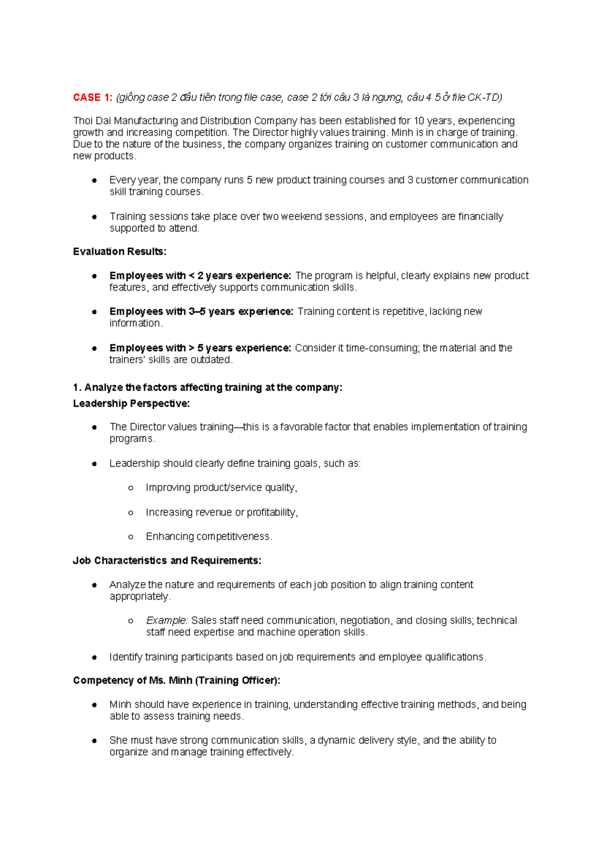Training Needs Analysis for CASE TD: InandOut Convenience Store ...