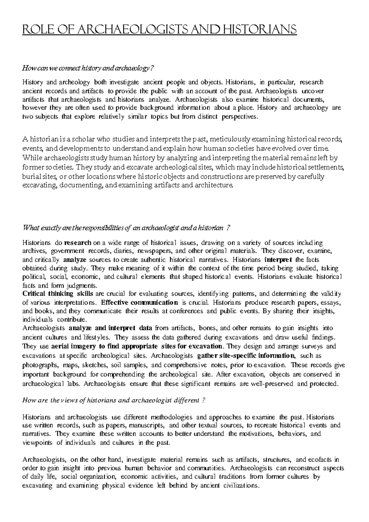 The Interplay of Historians and Archaeologists: Connecting Past ...