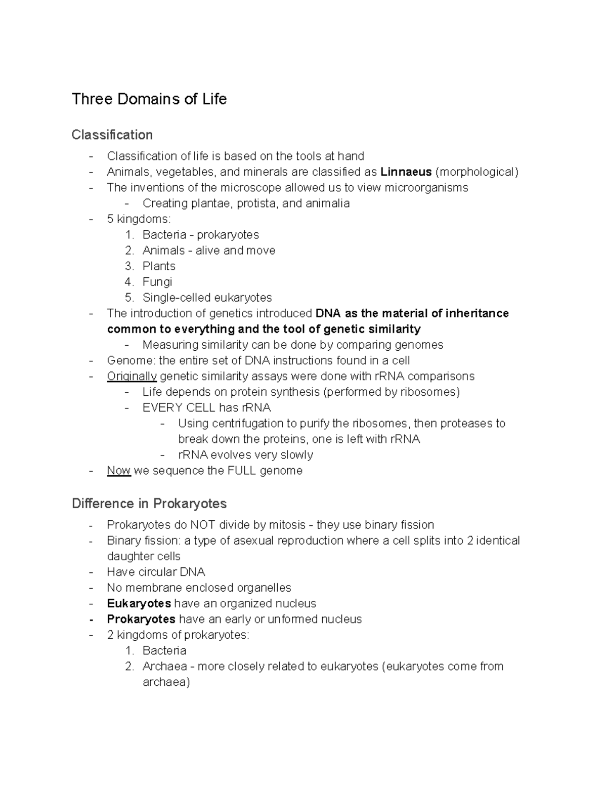 Exam 1 Study Guide - Three Domains of Life Classification ...