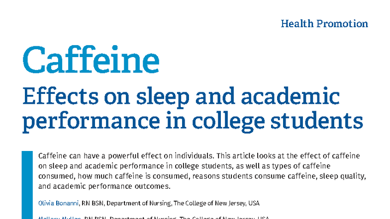 Health Promotion CHHE: Caffeine's Impact on Sleep & Academic ...