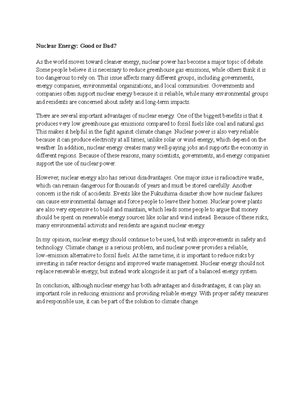 Nuclear Energy: Pros and Cons in the Clean Energy Debate - Studocu