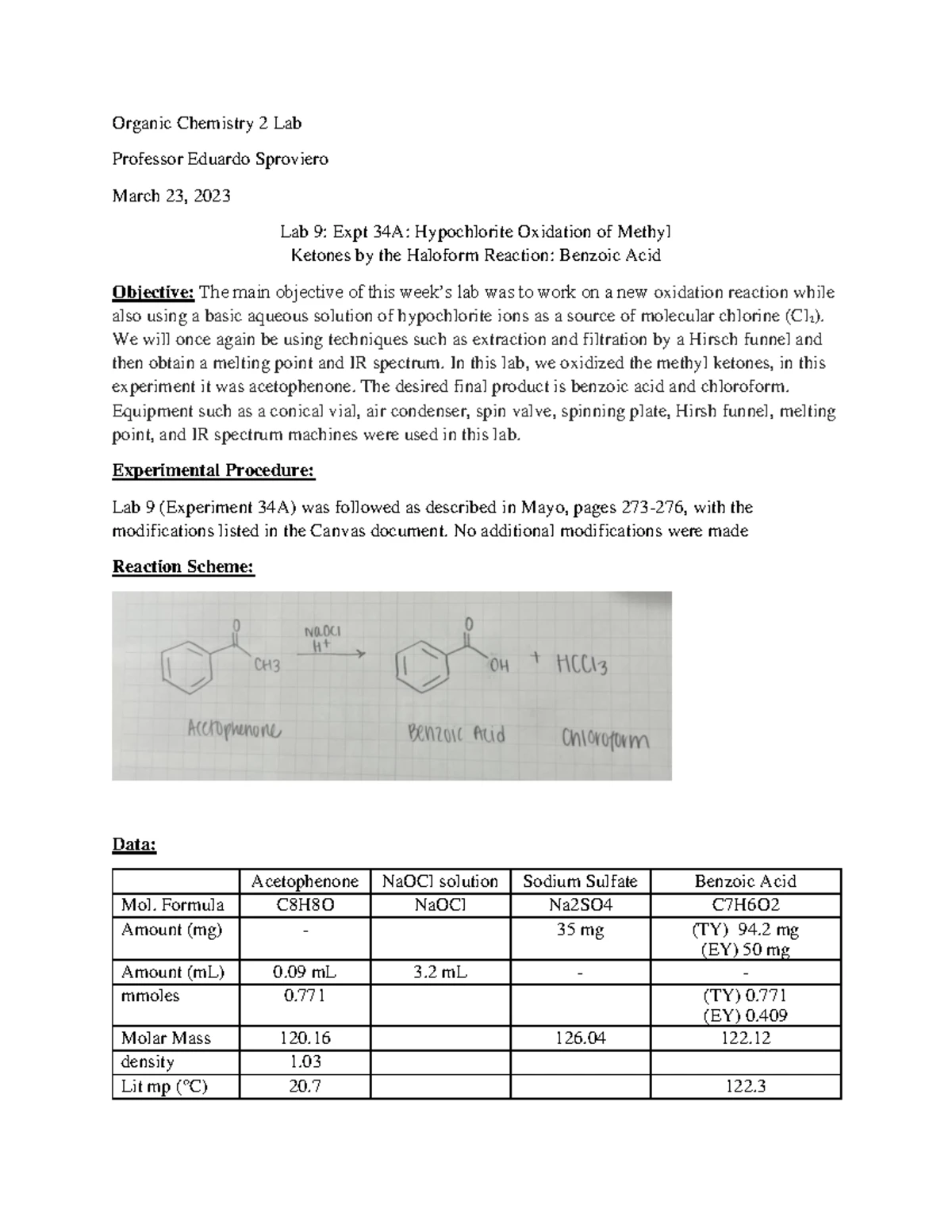 Module 7 Lab Report: Fischer Esterification of n-Butyl Acetate (Exp 8B ...