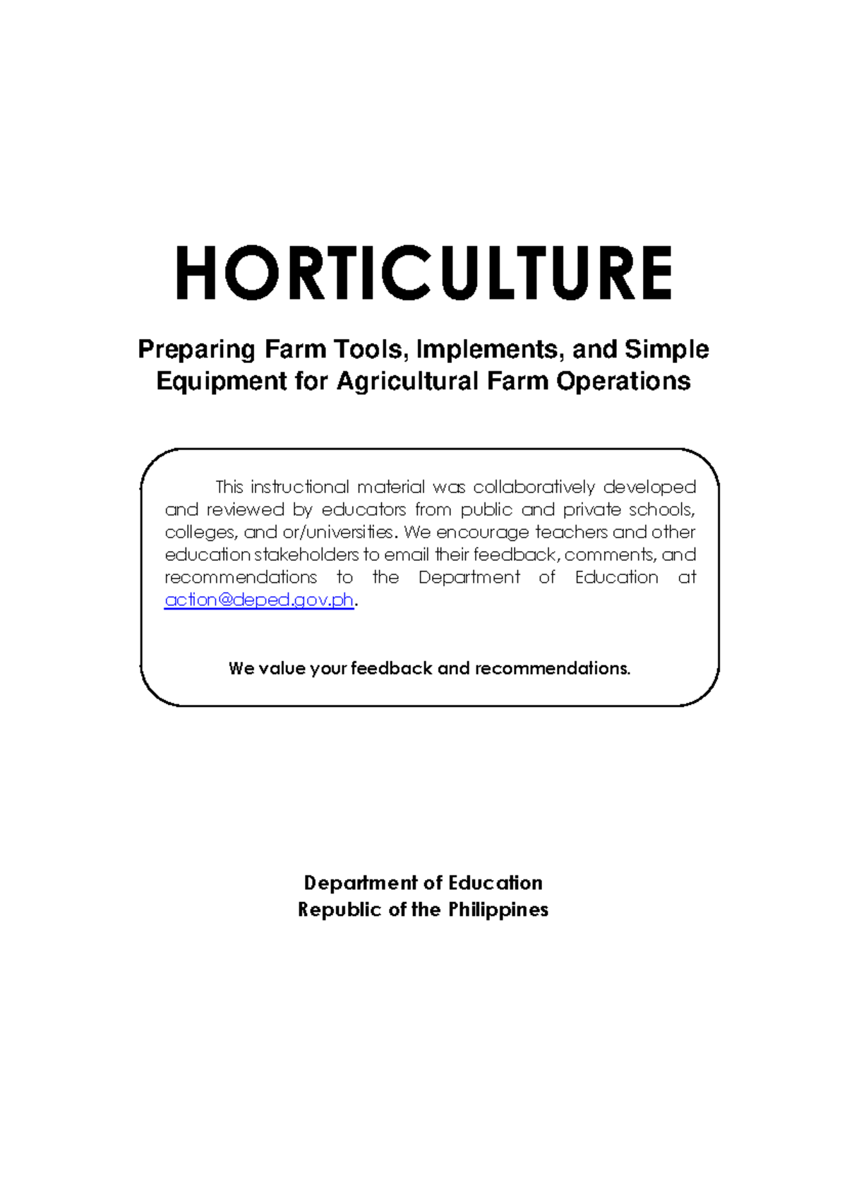 9 TLE AFA Horti. Prep Tools and Equipment for Farm Operations - Studocu