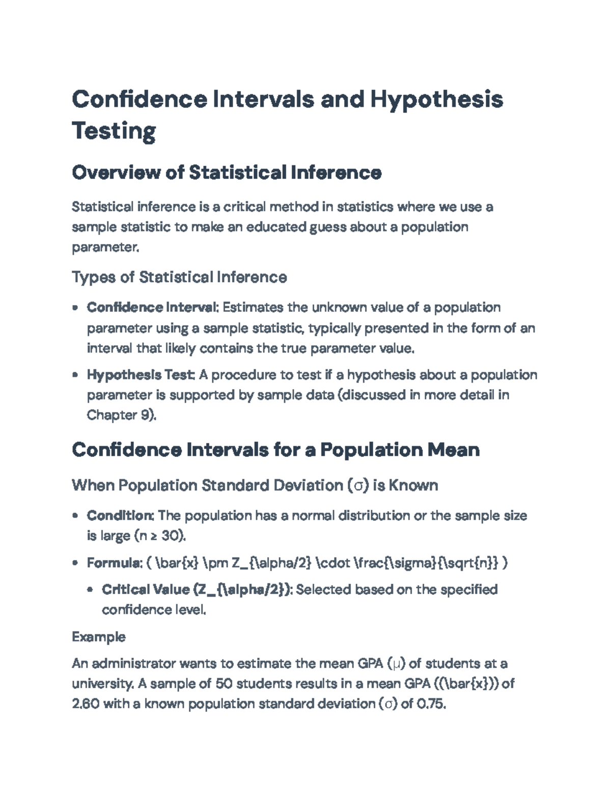 Statistical Inference: Confidence Intervals and Hypothesis Testing ...