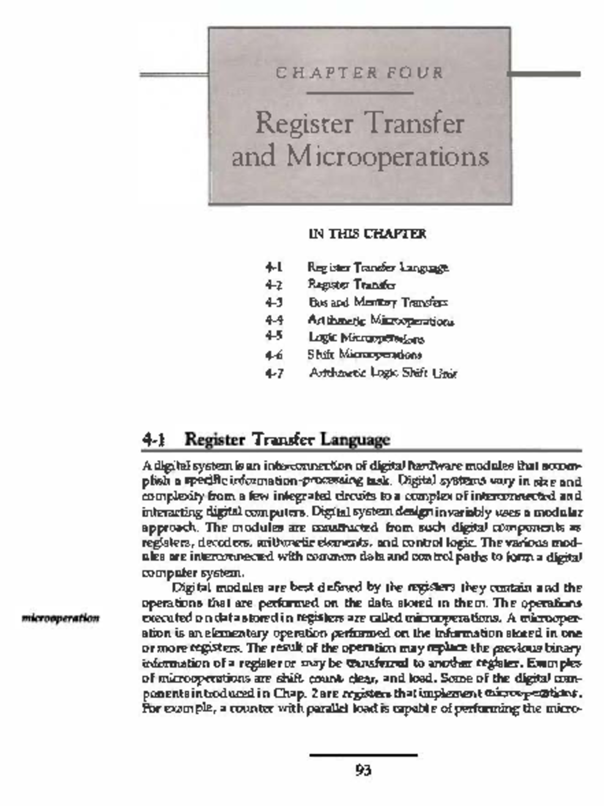 Chapter 4: Register Transfer and Microoperations (nns) - Studocu