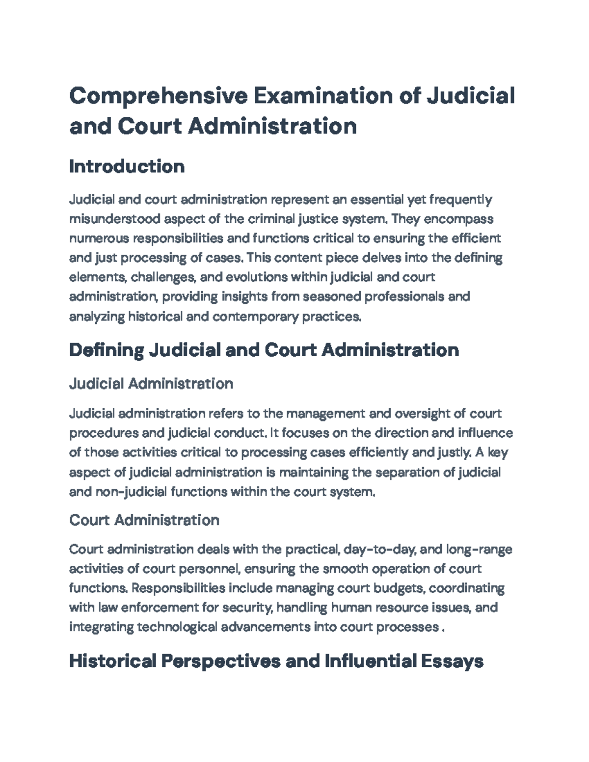 Comprehensive Exam on Judicial & Court Administration Practices ...