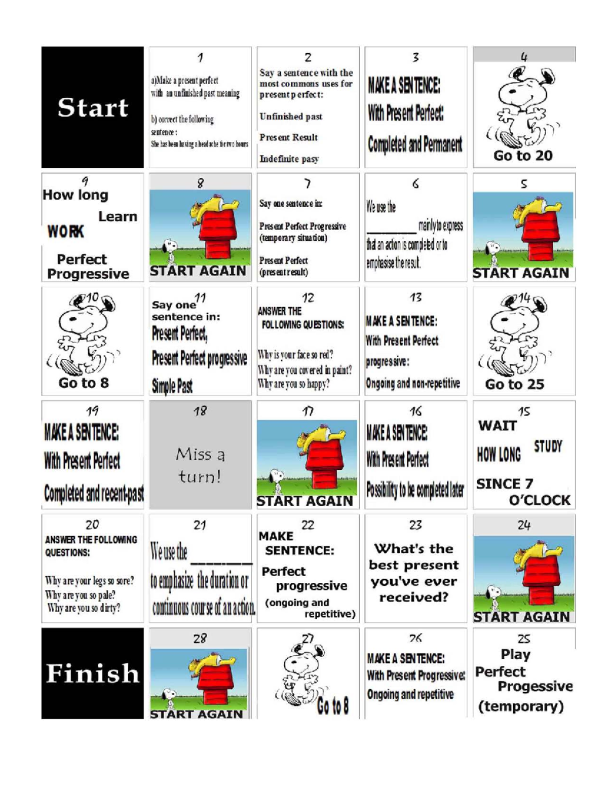 ENG 101: Present Perfect Game - Understanding Uses and Structures - Studocu