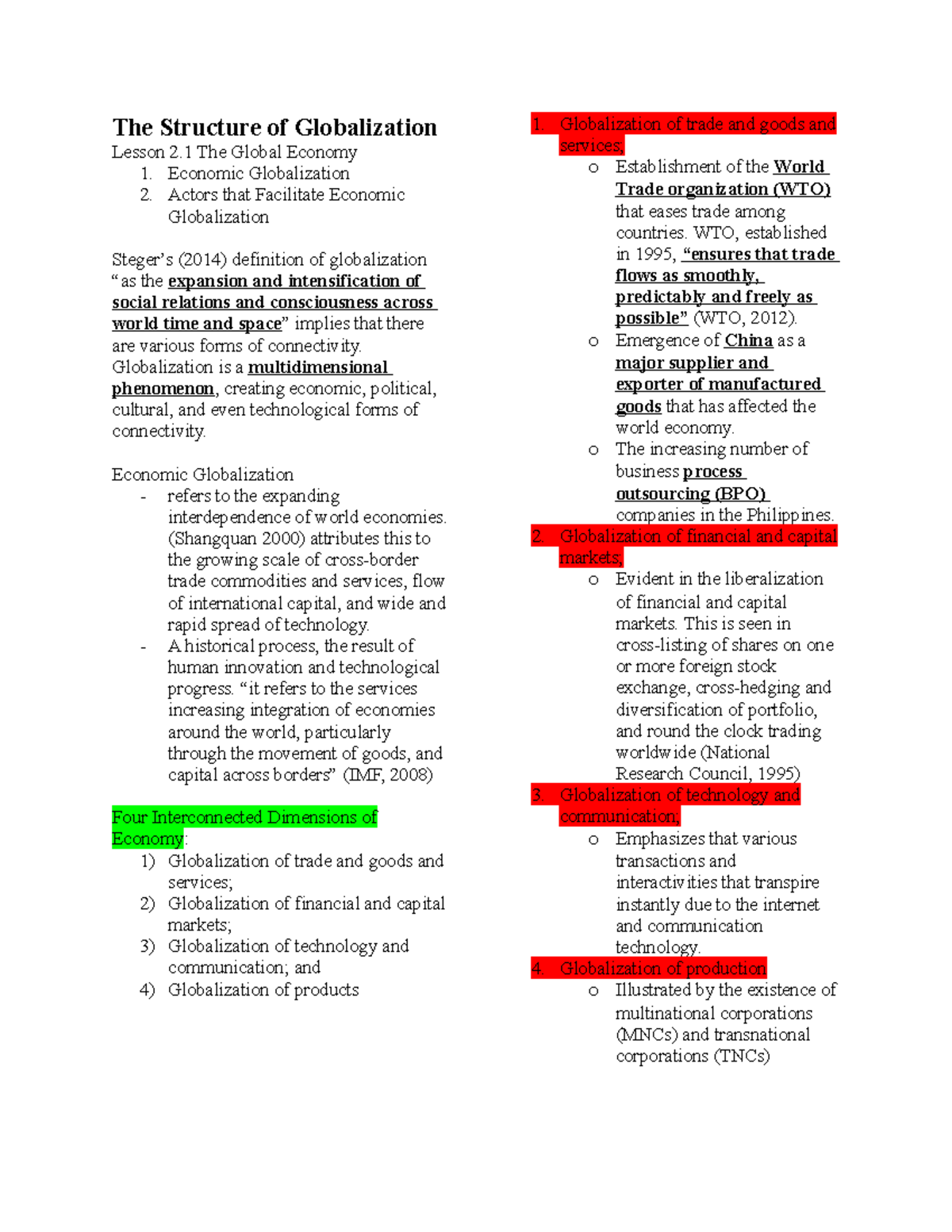 The Structure of Globalization - The Structure of Globalization Lesson ...