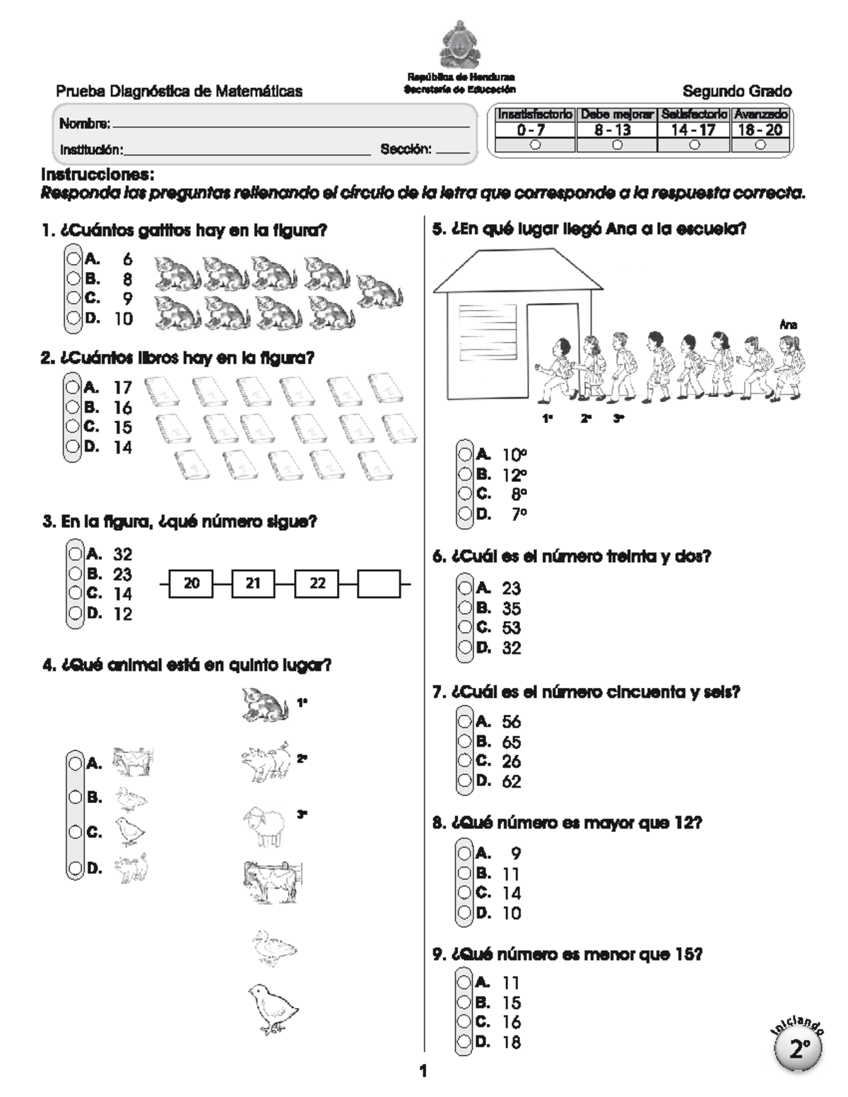 Prueba Diagnóstica 2º Matemáticas (2011 ) - Matematica - Studocu