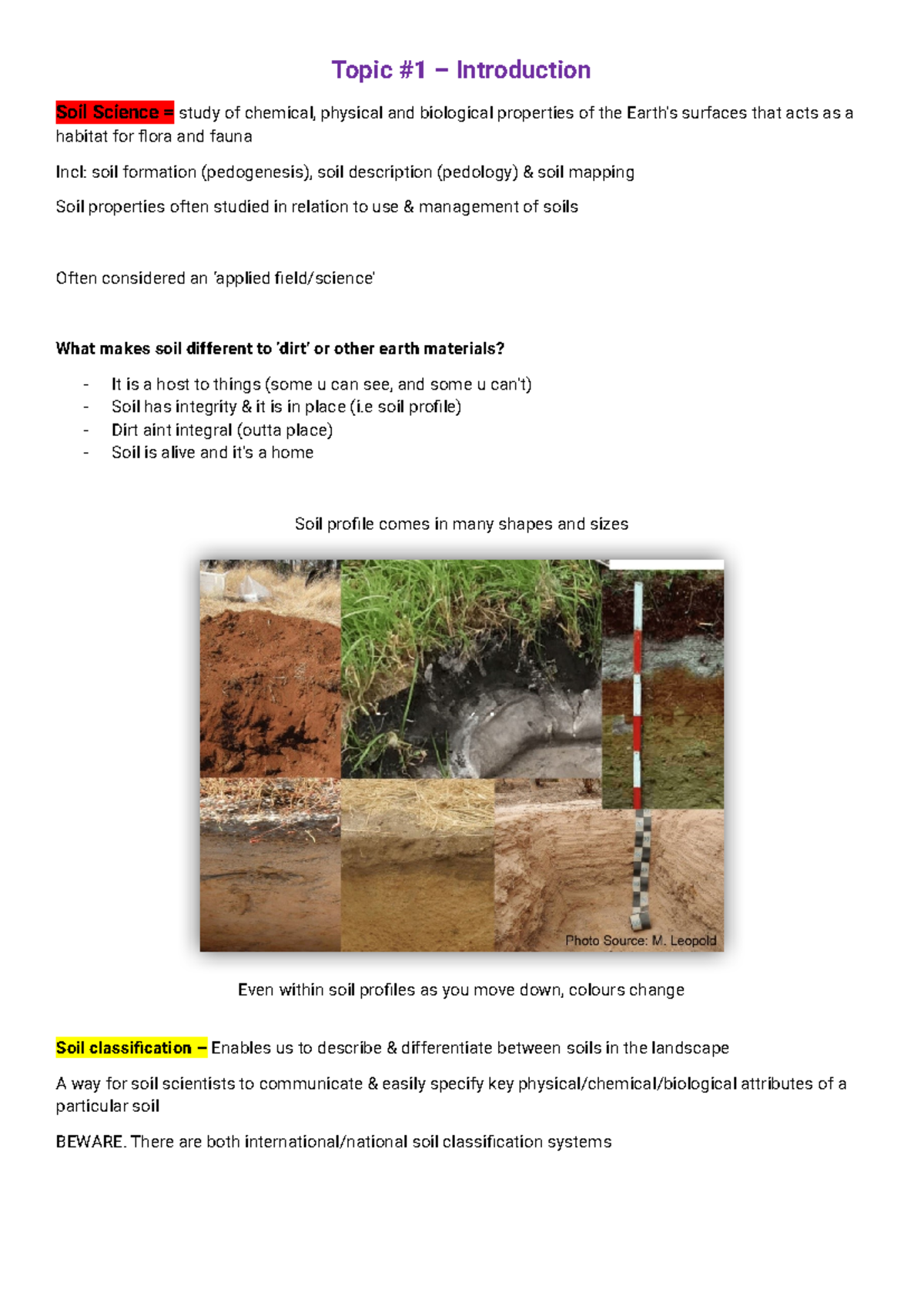 Topic #1 - Introduction - Topic #1 – Introduction Soil Science = study ...