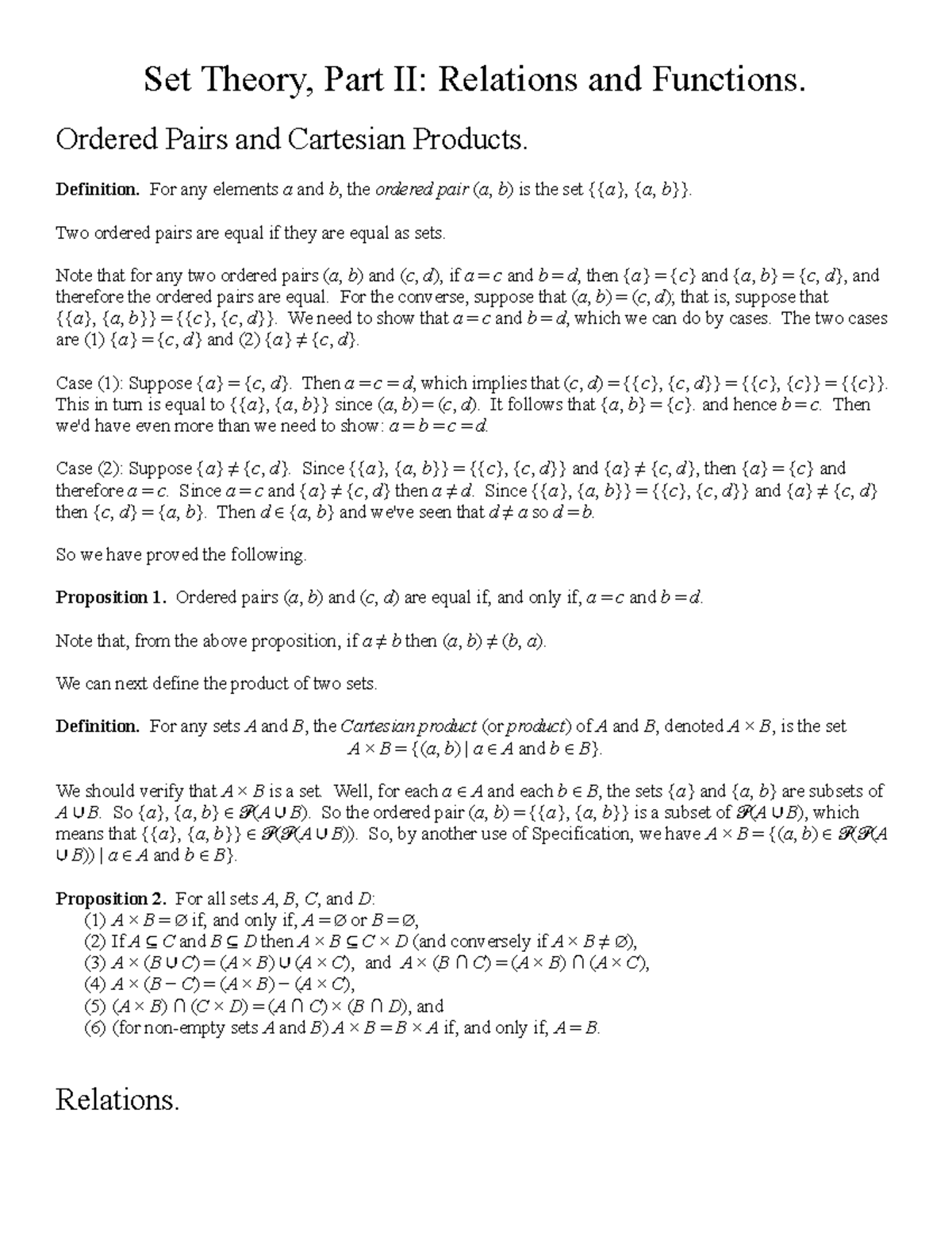 Set Theory, Part II: Relations & Functions Concepts in Mathematics ...