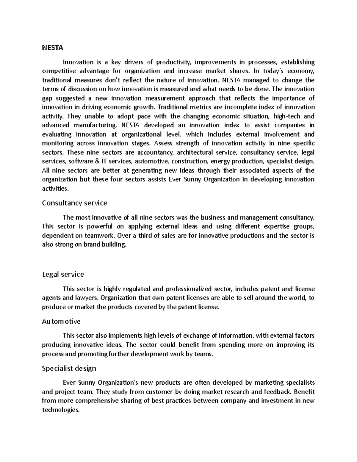 Nesta - NESTA Innovation is a key drivers of productivity, improvements ...