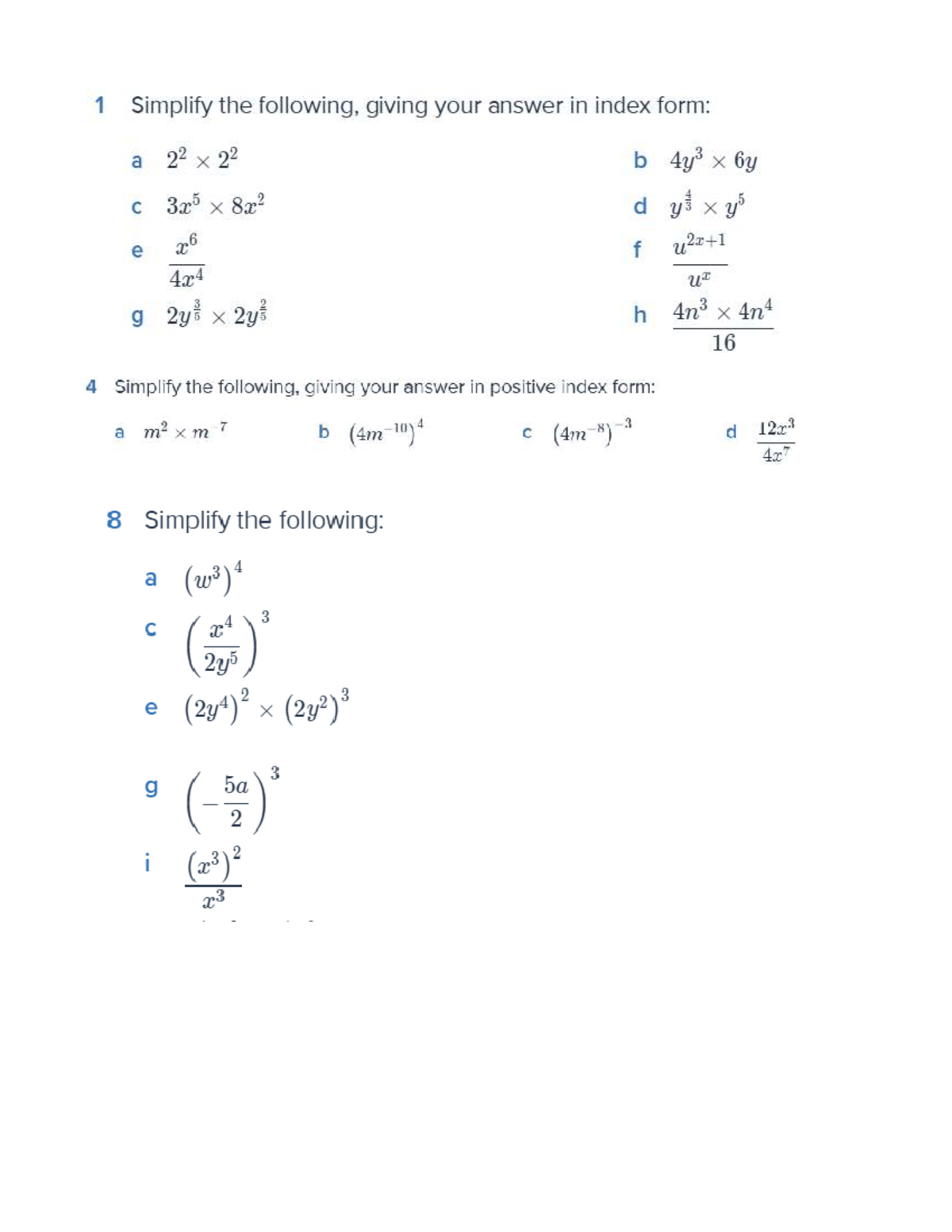 Algebra Practice: Simplifying Expressions and Index Form - Studocu