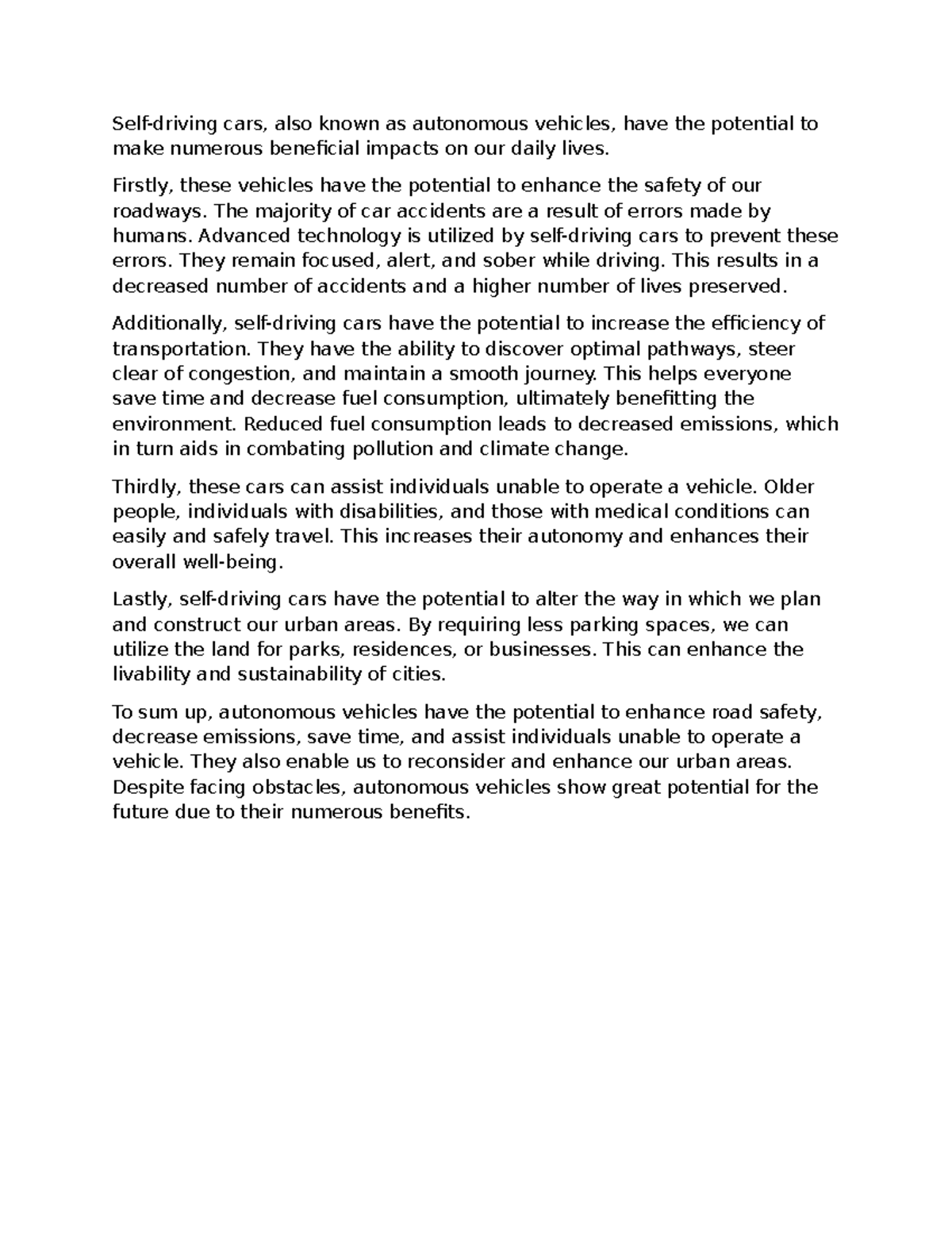 Speaking Unit 10 - Self-driving cars, also known as autonomous vehicles ...