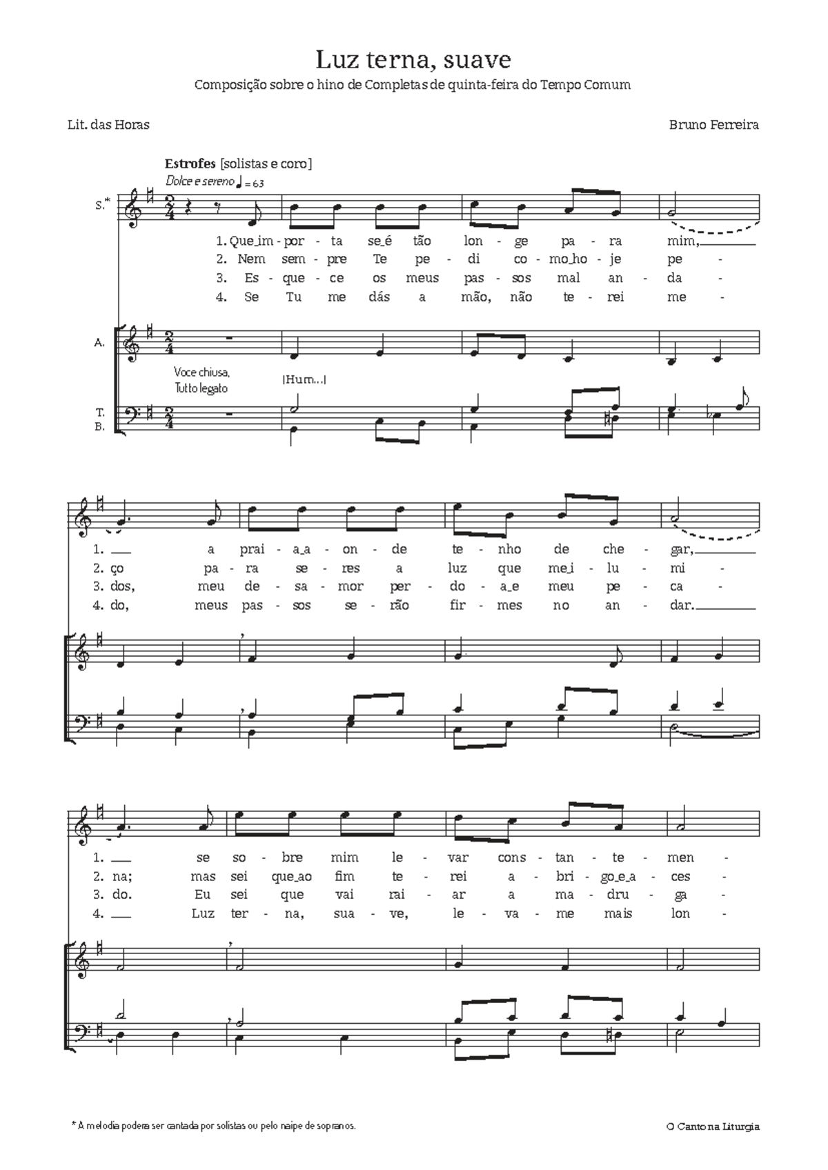 Luz Terna, Suave: Composição do Hino de Completas - Lit. das Horas A. C ...