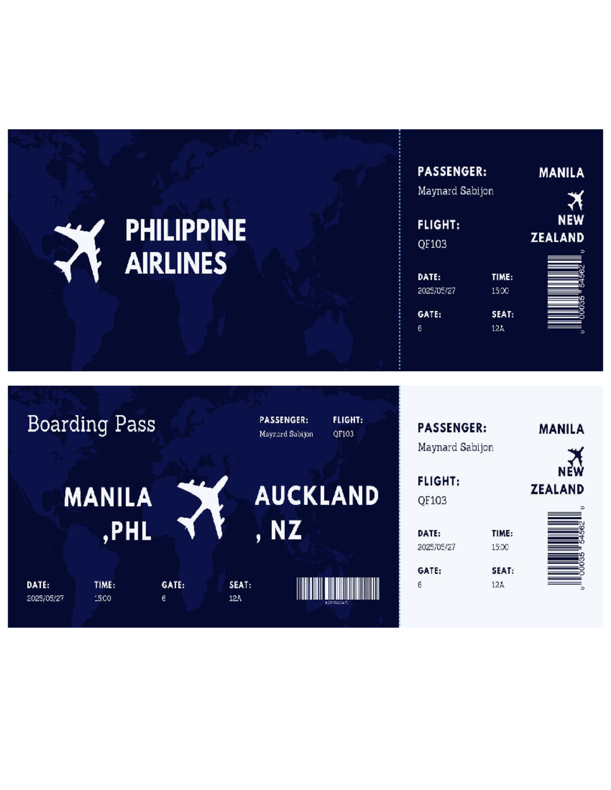 Maynard Sabijon QF103 Flight Ticket: Manila to Auckland - Studocu