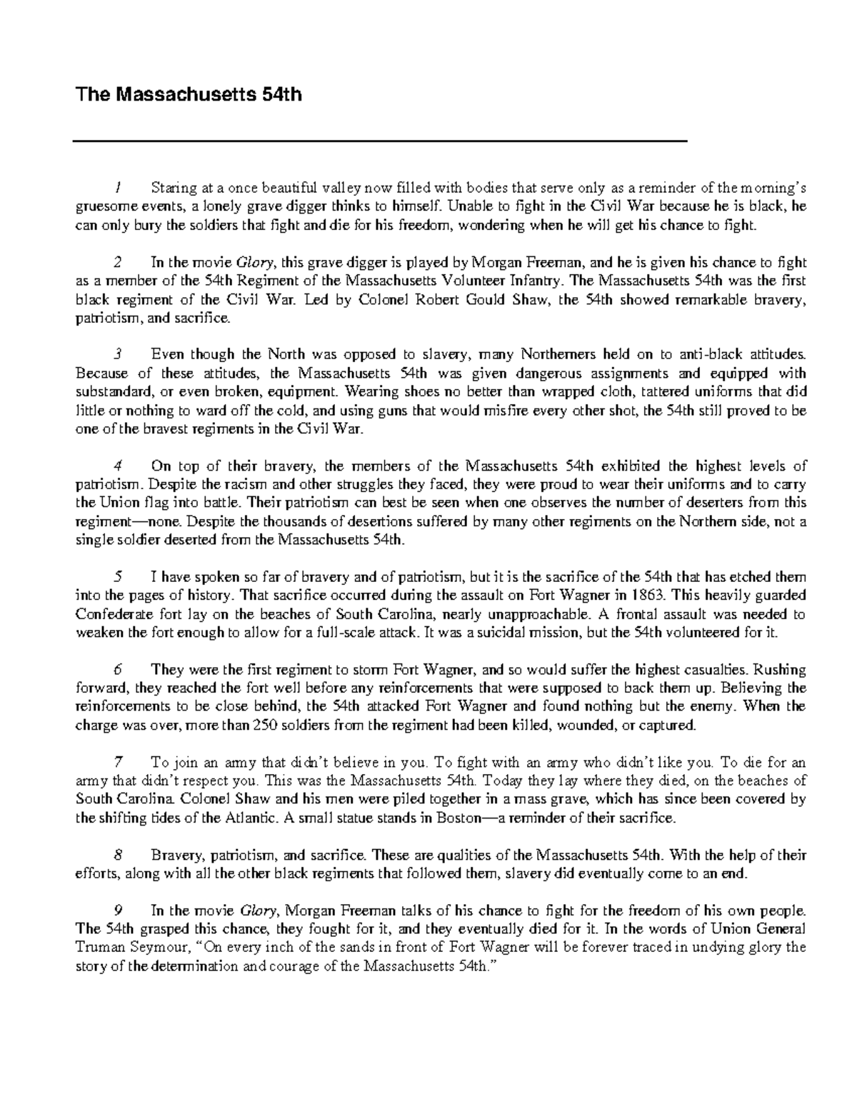 Massachusetts 54th (2) - The Massachusetts 54th 1 Staring at a once ...