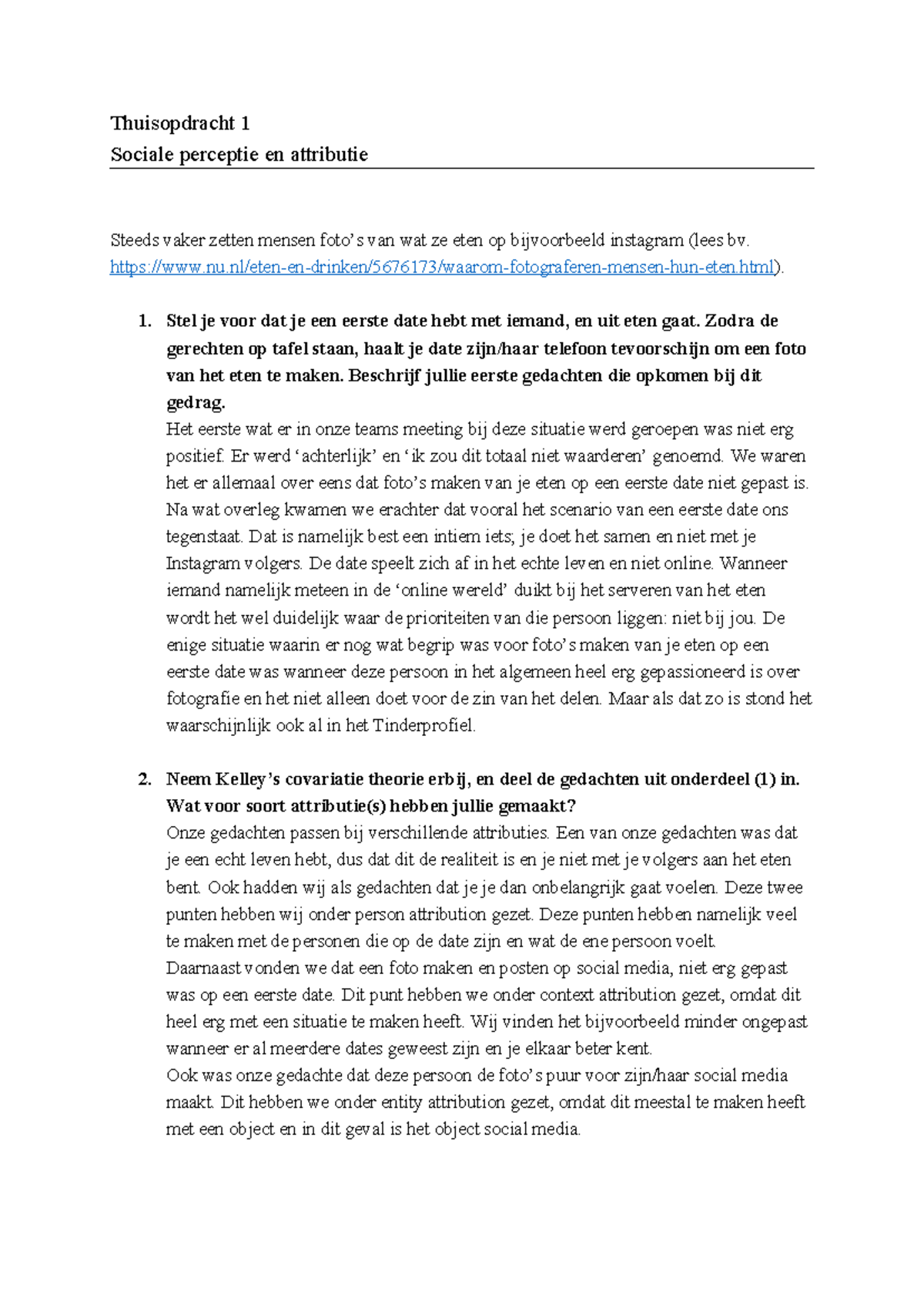 Thuisopdracht 1: Sociale Perceptie en Attributie in Relaties MCB ...