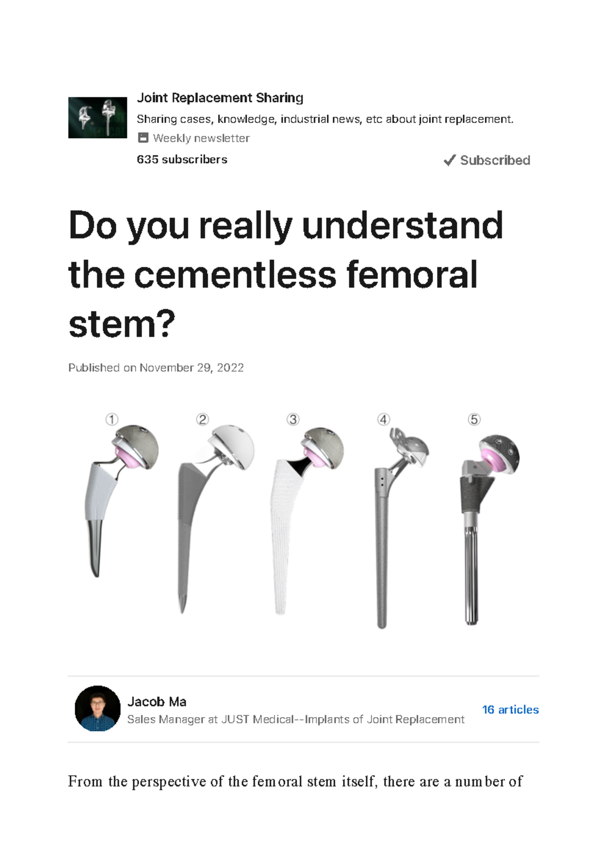 Understanding Cementless Femoral Stem: Insights and Fixation Factors ...