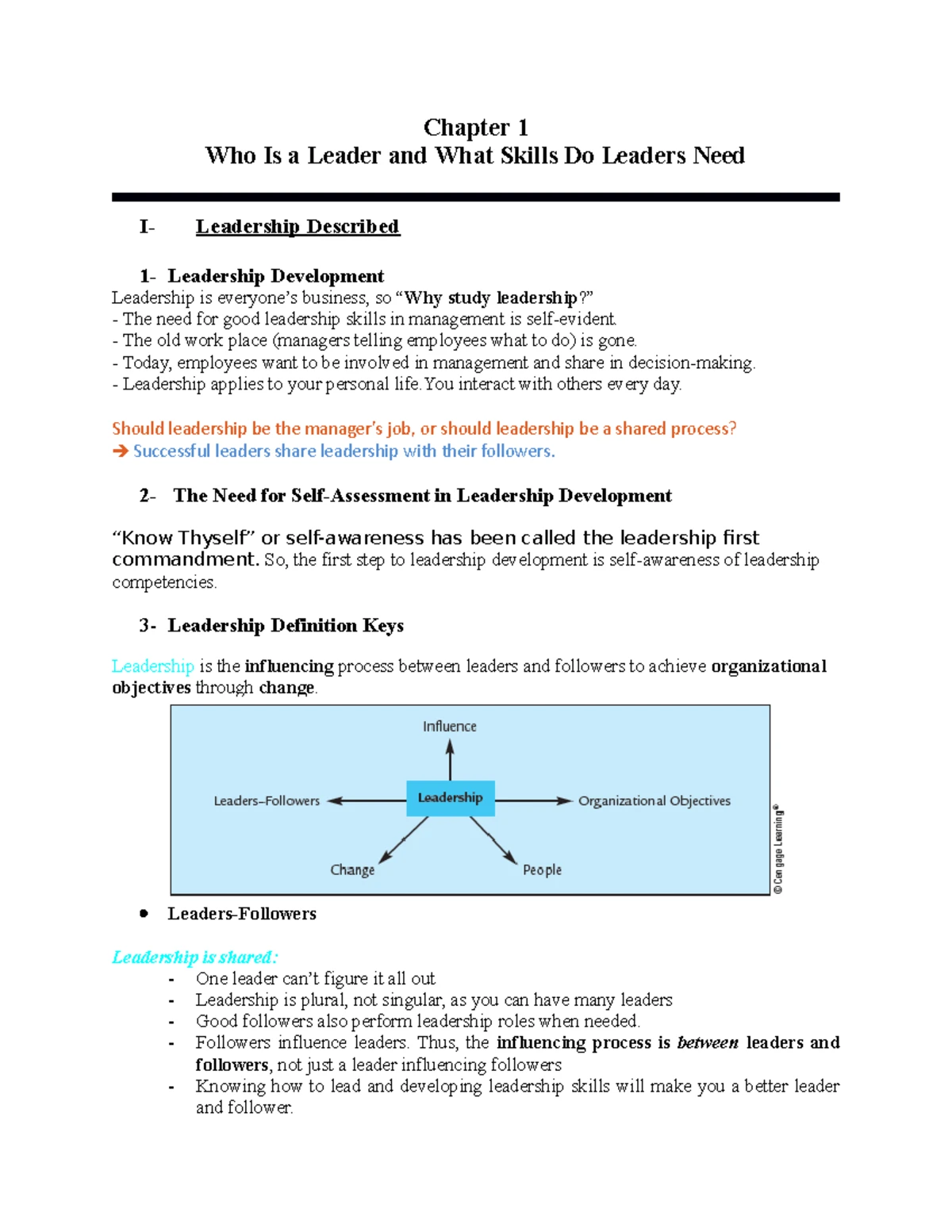 Chapter 5 Summary - Leadership: Theory Application and Skill ...