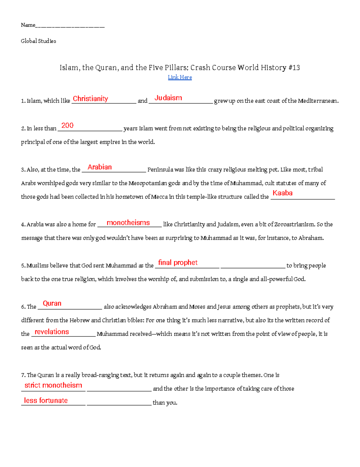 Global Studies: Islam, the Quran, and the Five Pillars - Crash Course ...