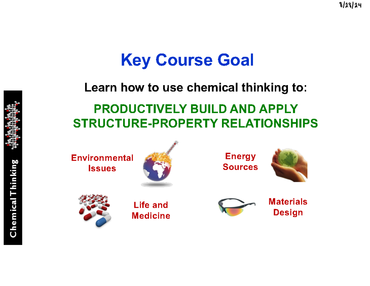 Chem notes (U1M1) - Key Course Goal Learn how to use chemical thinking ...