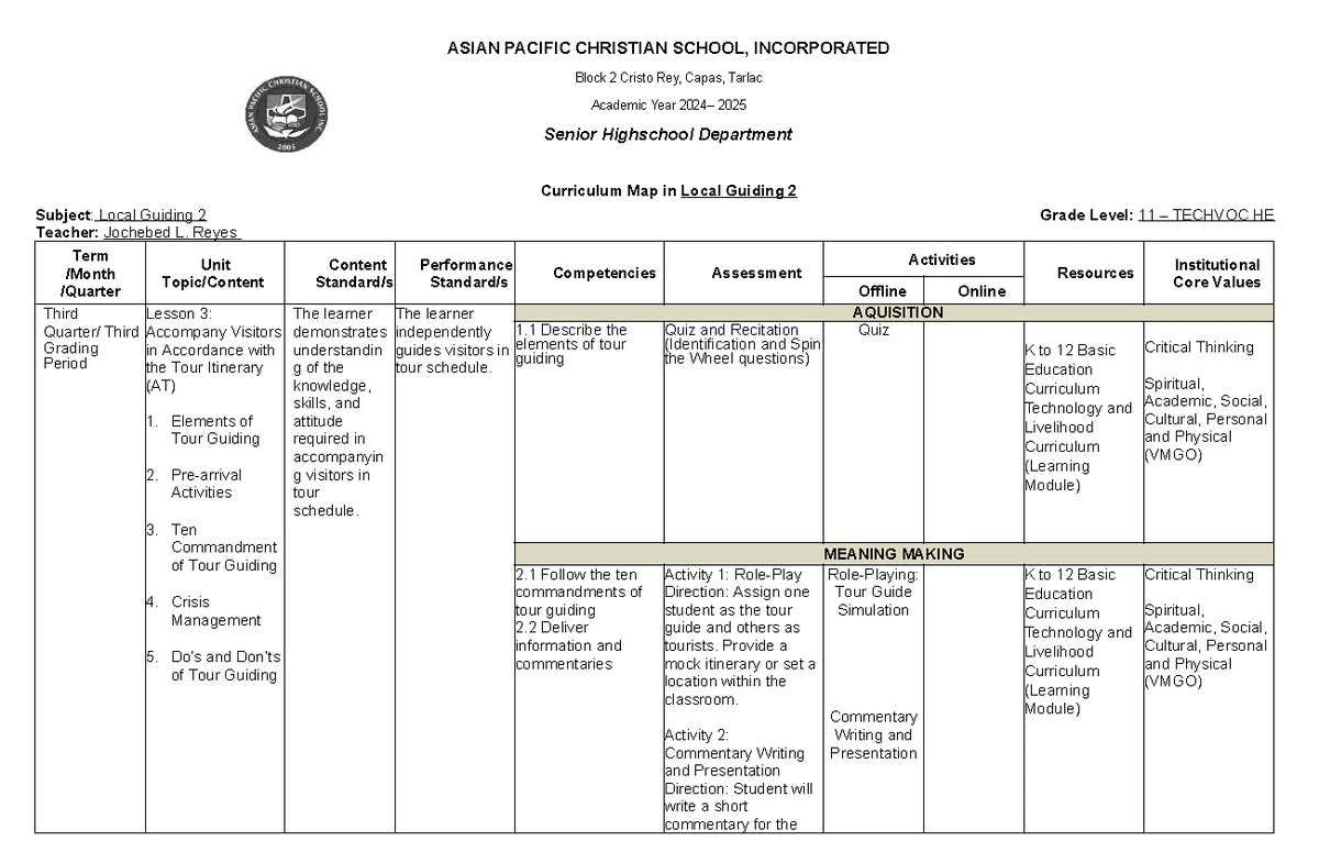 UCSP 11 HUMSS & ABM: First Semester Curriculum Map 2024-2025 - Studocu