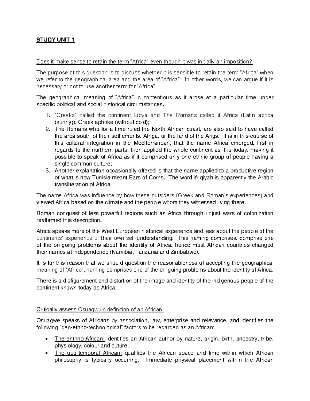 PLS1502 - Study notes - based on questions - STUDY UNIT 1 Does it make ...