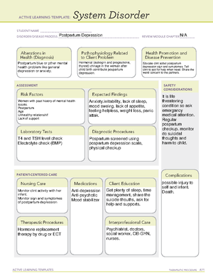 Schizophrenia System Disorder Template ATI - ACTIVE LEARNING TEMPLATE ...