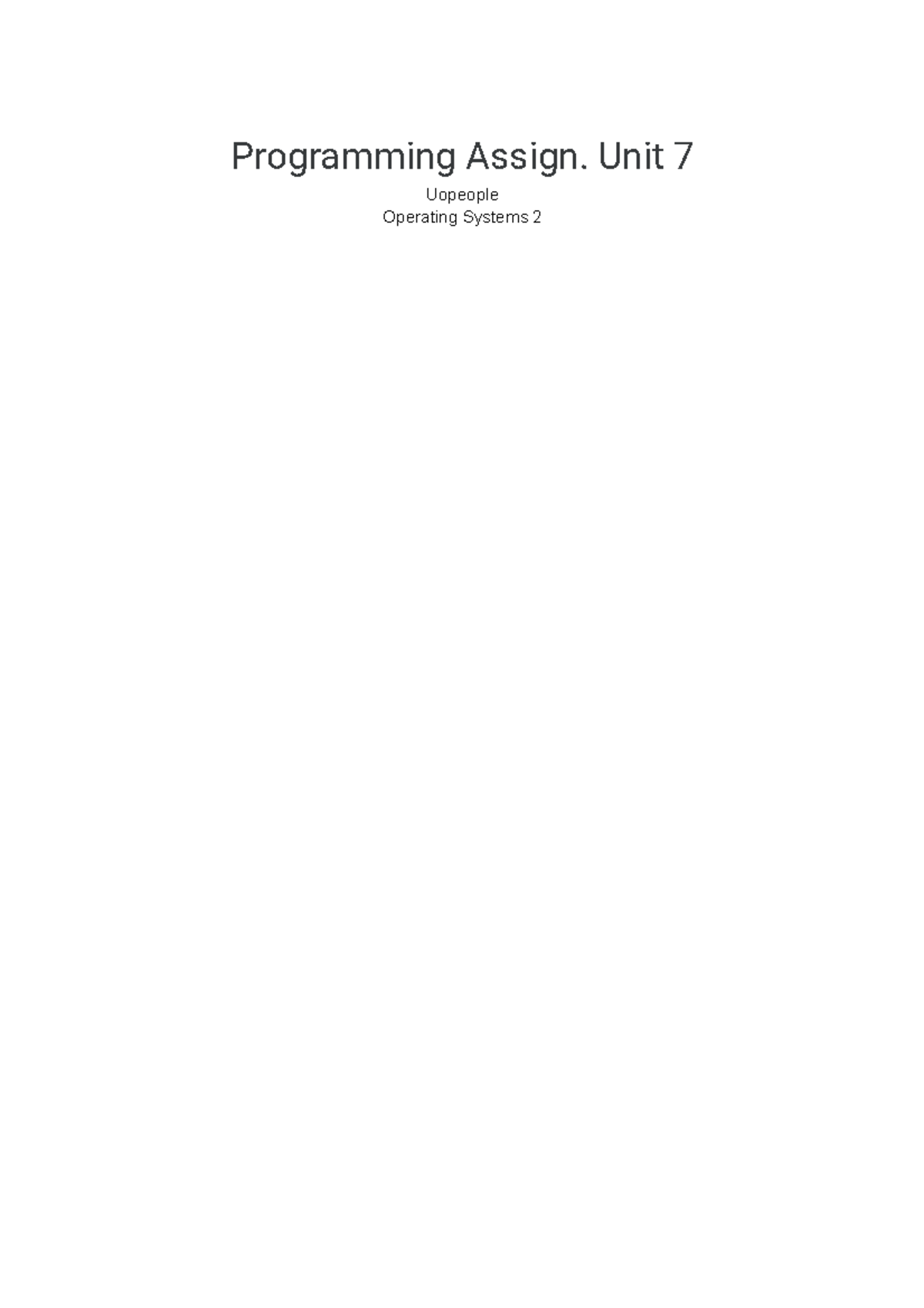 Programming Assign. Unit 7 - Programming Assign. Unit 7 Uopeople ...