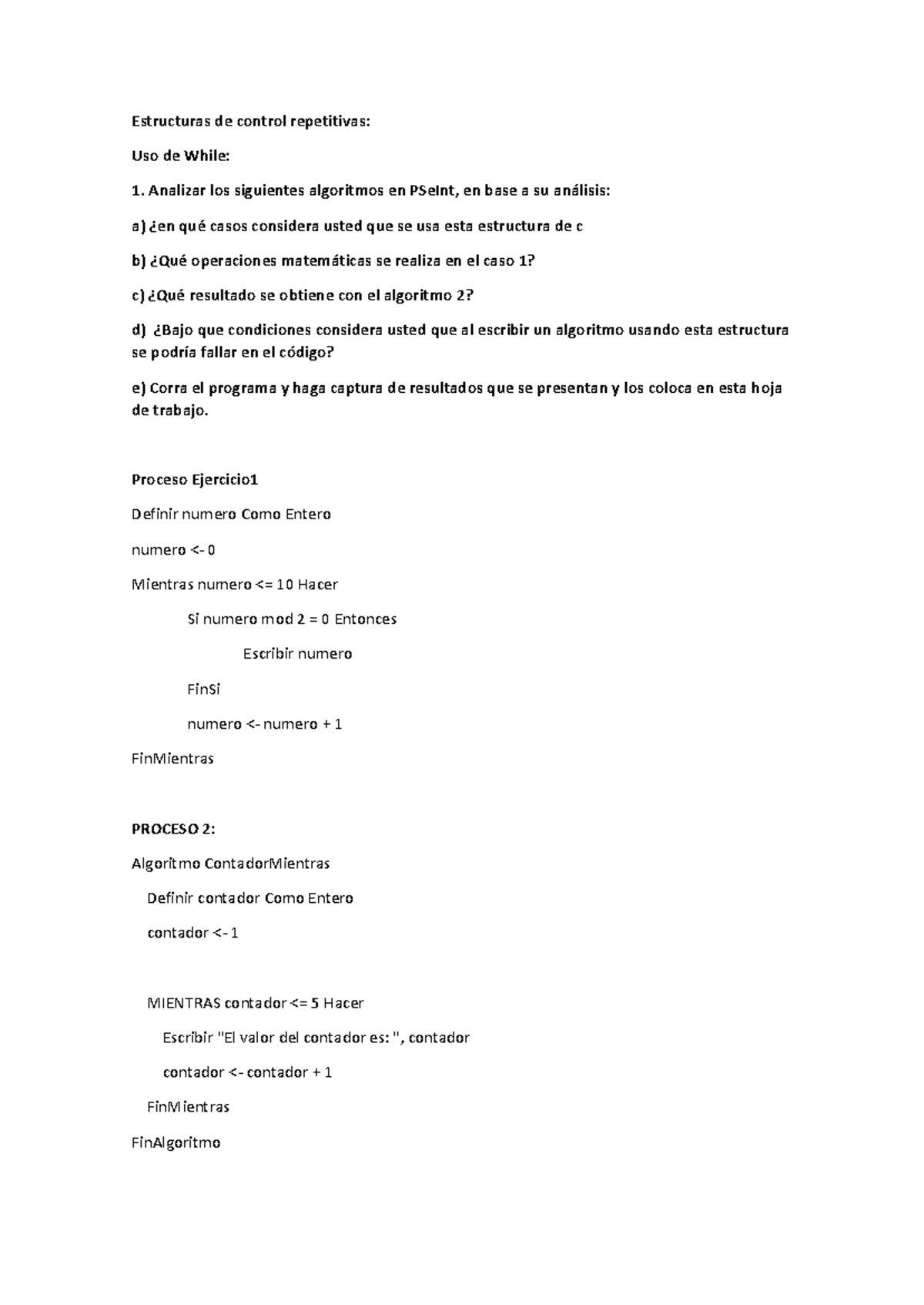 Estructuras de Control Repetitivas: Análisis de Algoritmos en PSeInt ...