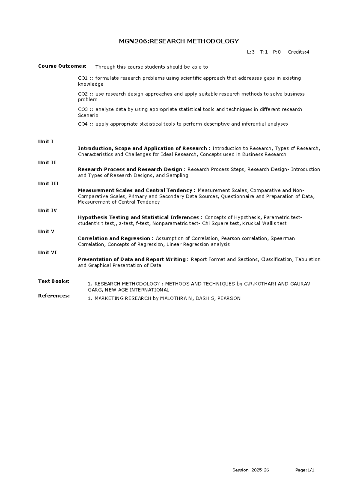 MGN206: Research Methodology Course Overview and Outcomes - Studocu