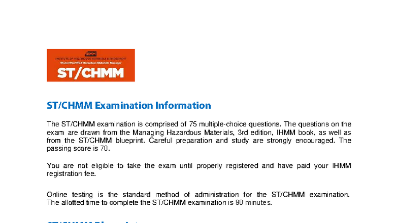 CHMM Exam Blueprint: Managing Hazardous Materials Overview - Studocu