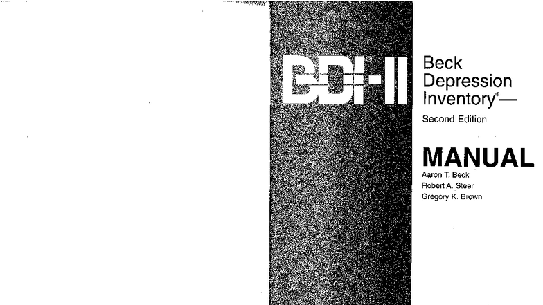 Beck Depression Inventory II (BDI-II) Manual Overview and Insights ...