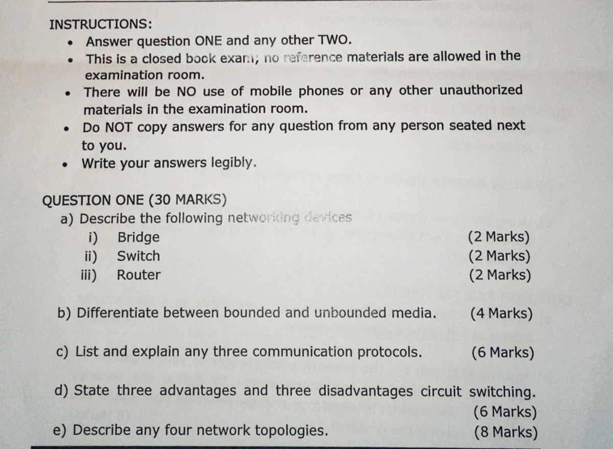 DATA Communication & Computer Networks Exam Instructions (Course Code) - Studocu