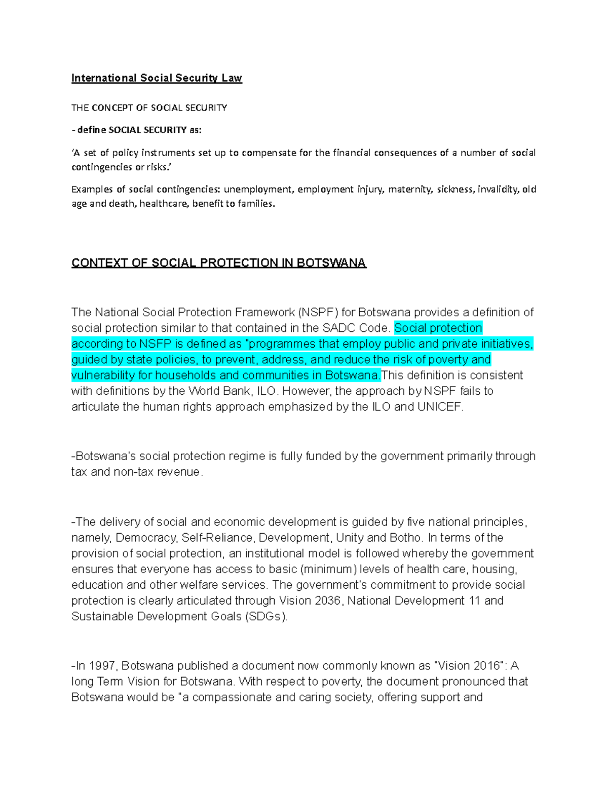 SS 101: Comprehensive Notes on International Social Security Law - Studocu