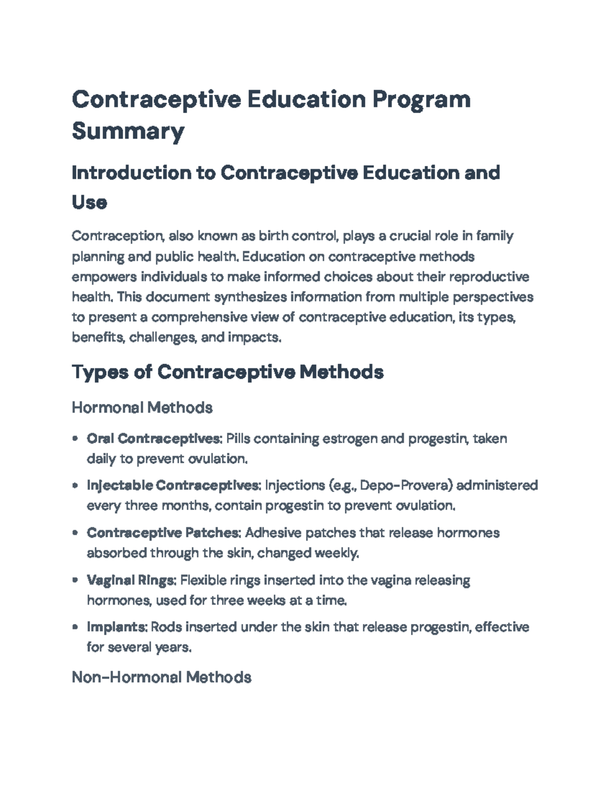 Contraceptive Education Program: Overview, Benefits, and Challenges ...