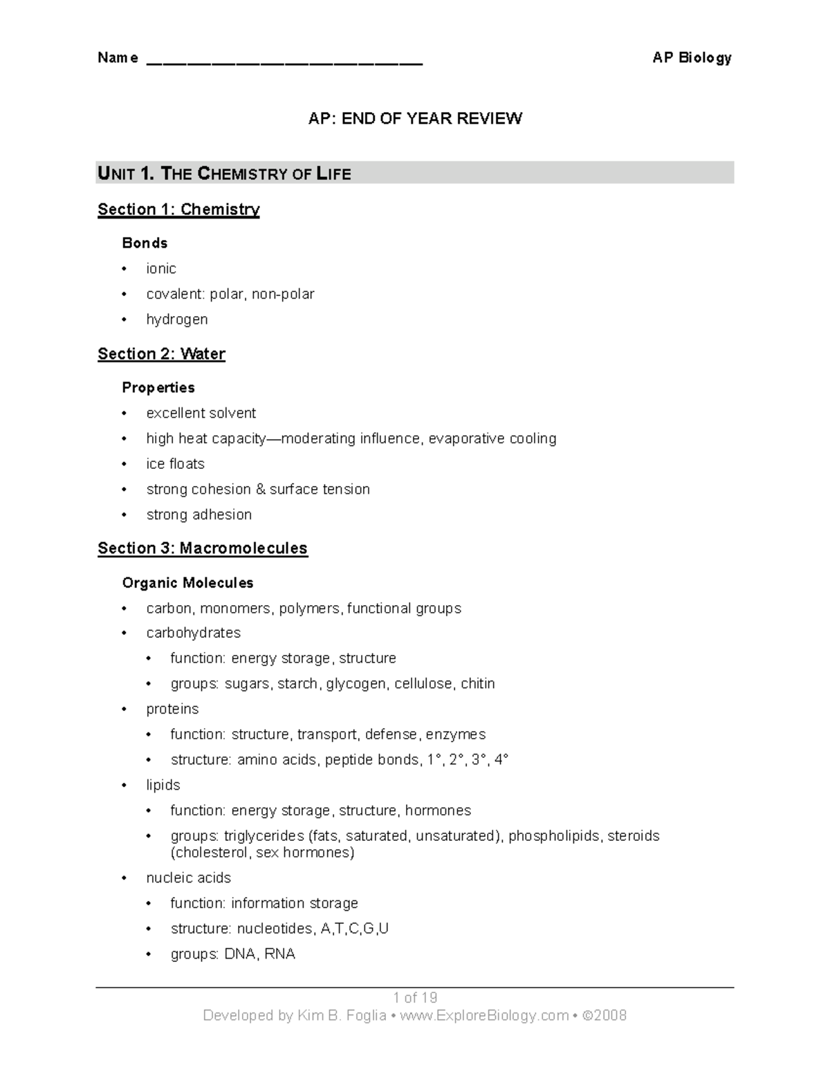 AP Biology Review: End of Year Study Notes and Key Concepts - Studocu