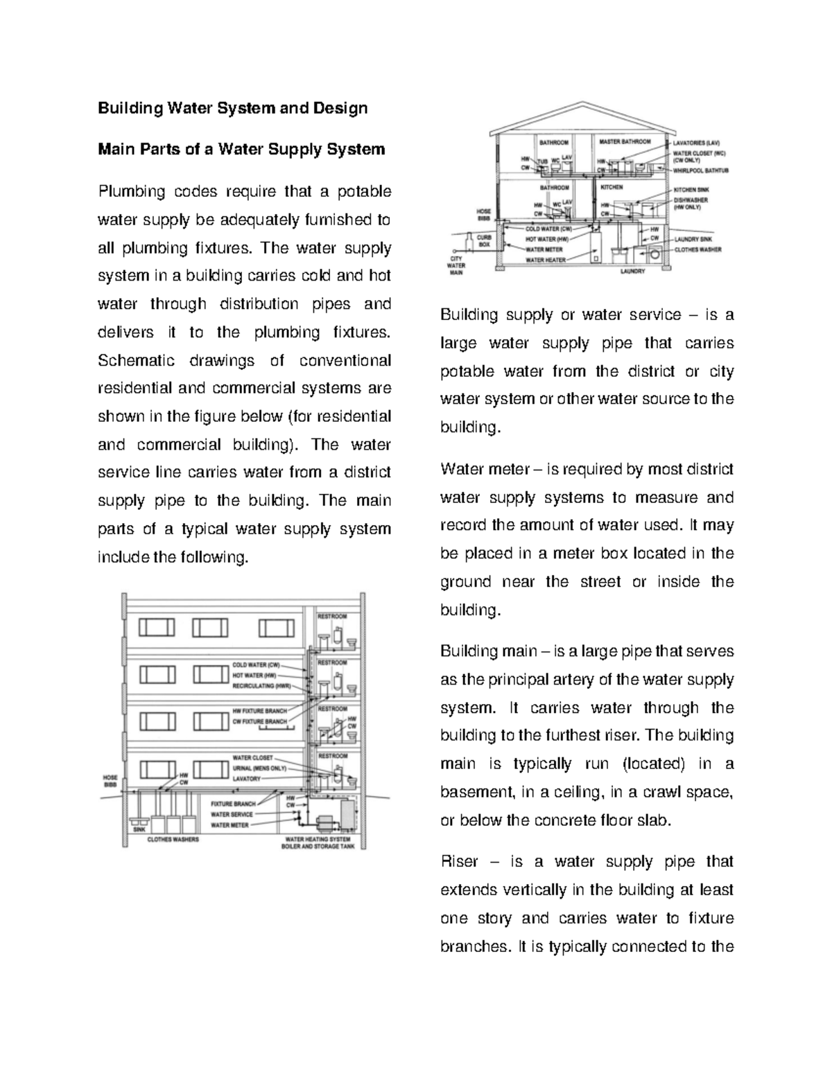 Building Water System and Design - The water supply system in a ...