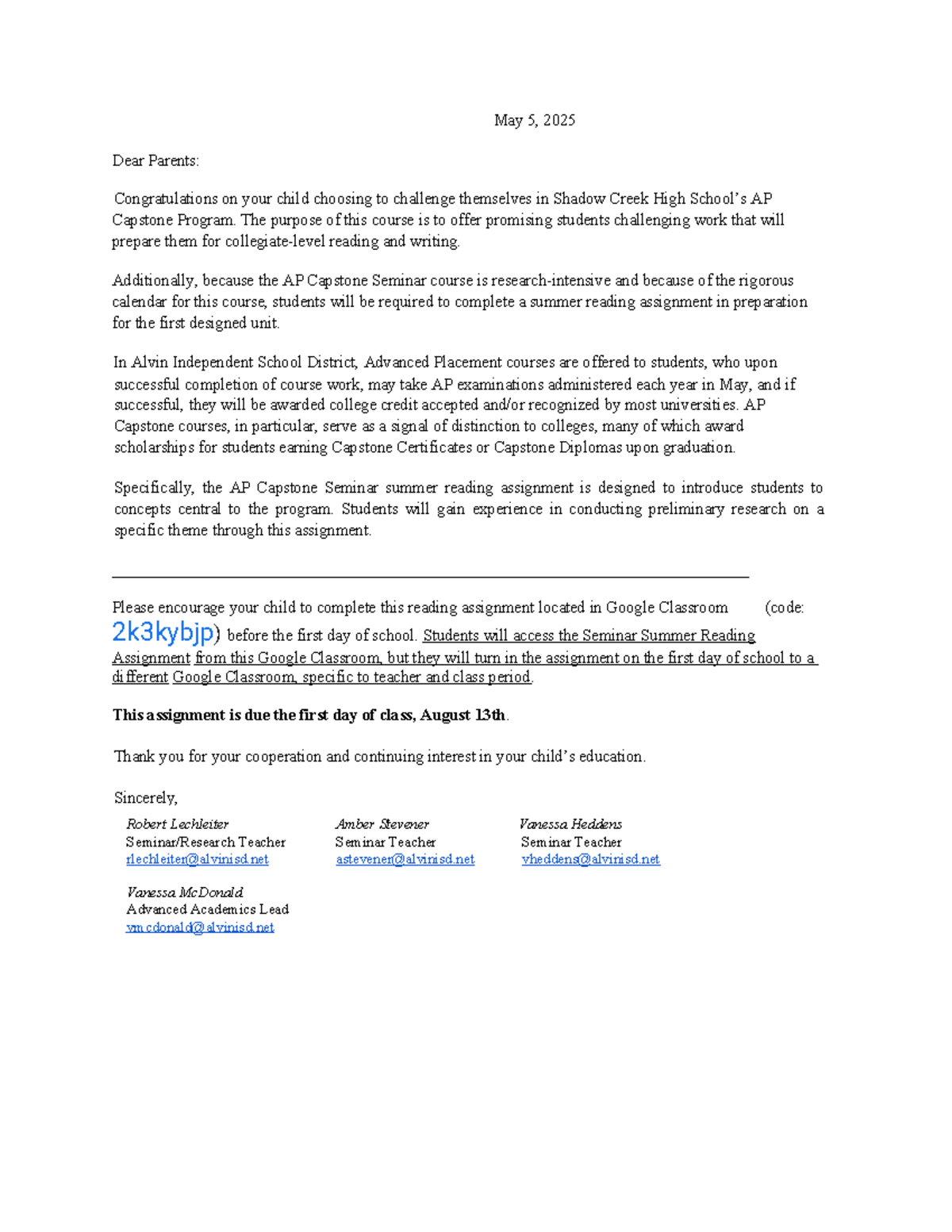 AP CAPSTONE SEMINAR SUMMER READING ASSIGNMENT 2025 - Studocu