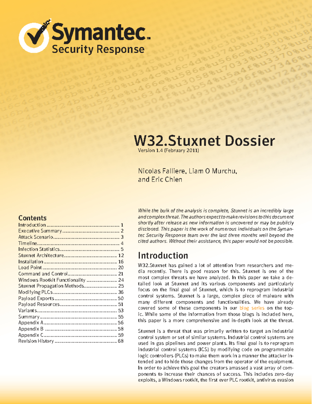 Security response w32 stuxnet dossier 11 en - Security Response ...