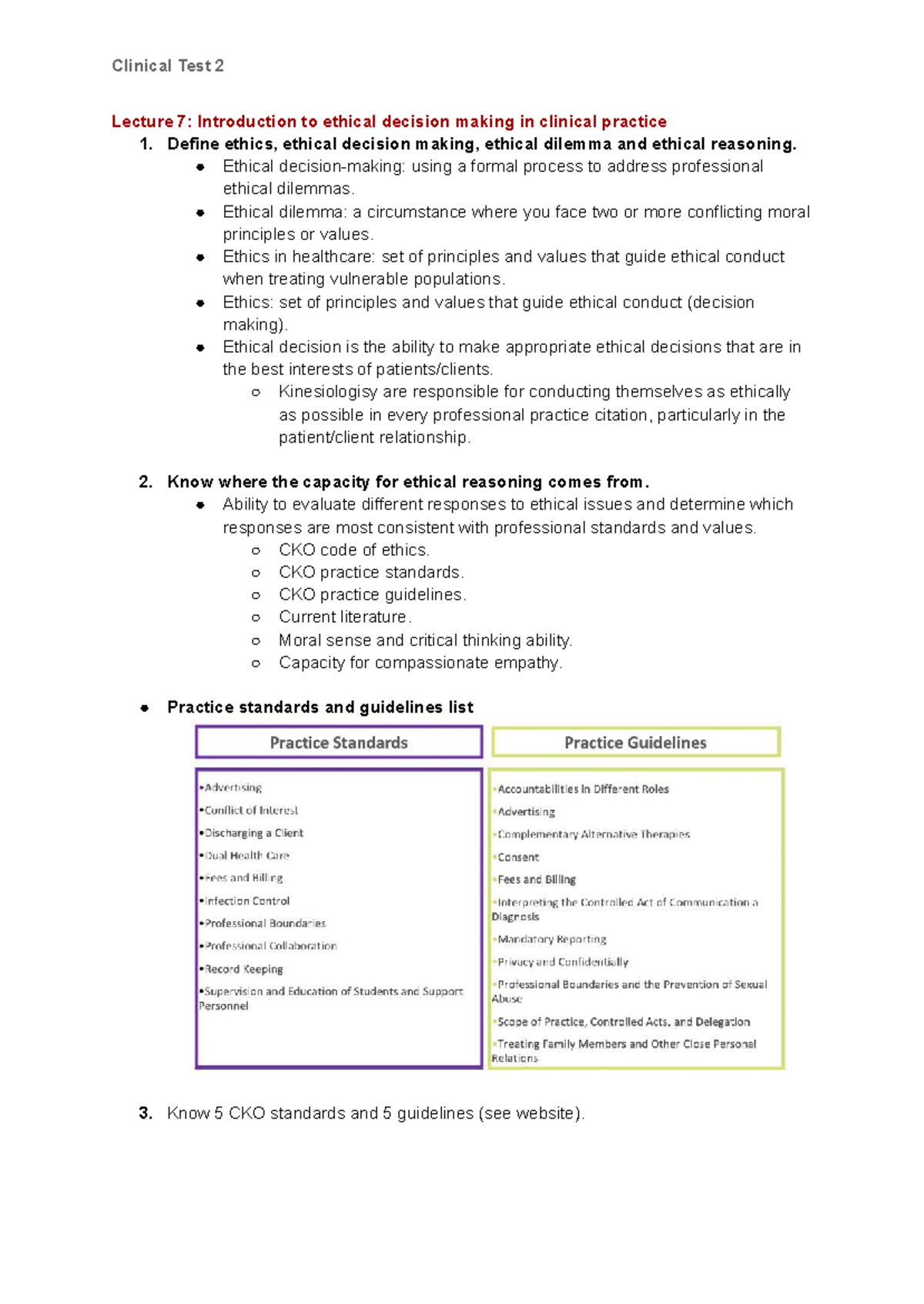Clinical Test 2 Lecture 7: Ethical Decision Making in Clinical Practice ...