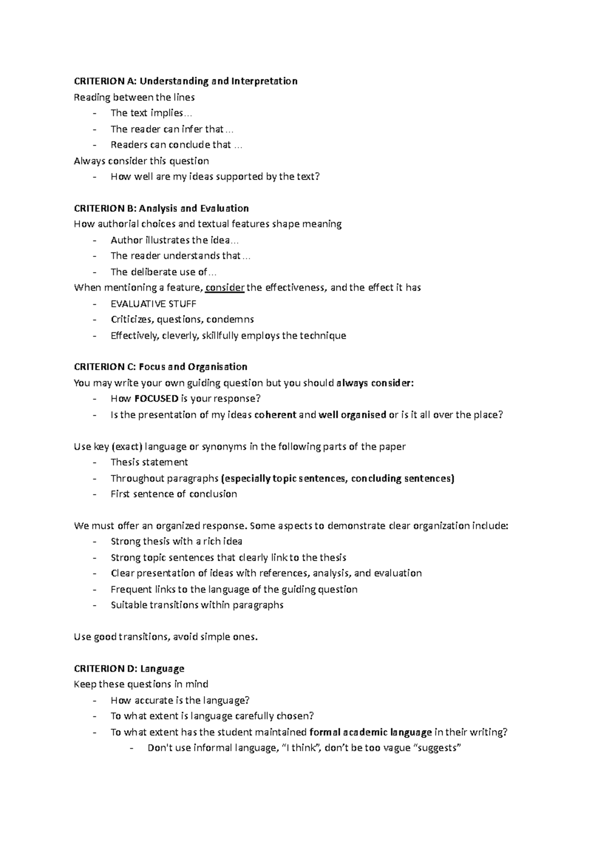 ENG 101: English Paper 1 Notes & Past Exam Insights - Studeersnel