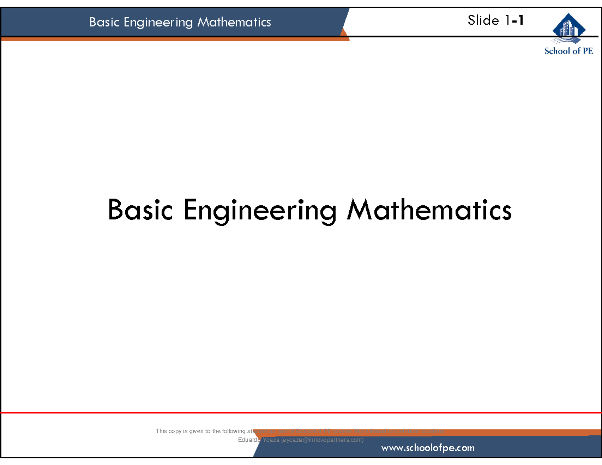Basic Mathematics - Basic Engineering Mathematics FE General ...