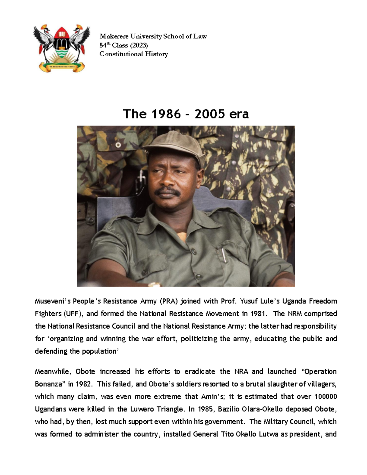 Constitutional Developments in Uganda Post-1986: A Historical Analysis ...