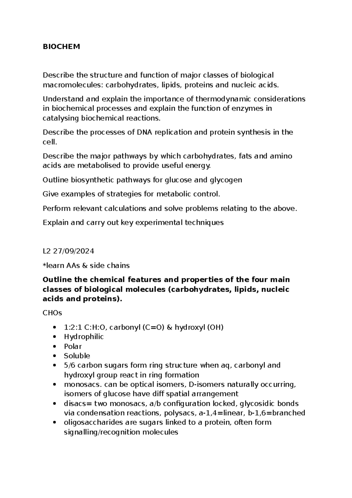 Biochemistry L2-5: Structure & Function of Biological Macromolecules ...