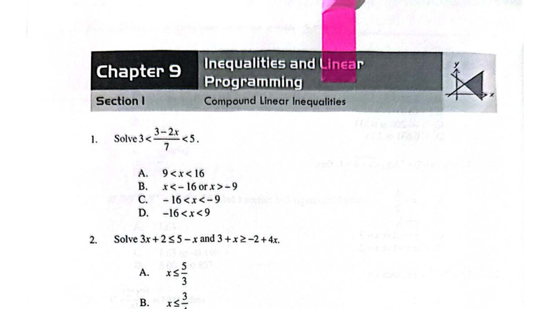 Chapter 9: Inequalities and Linear Programming - Compound Linear ...